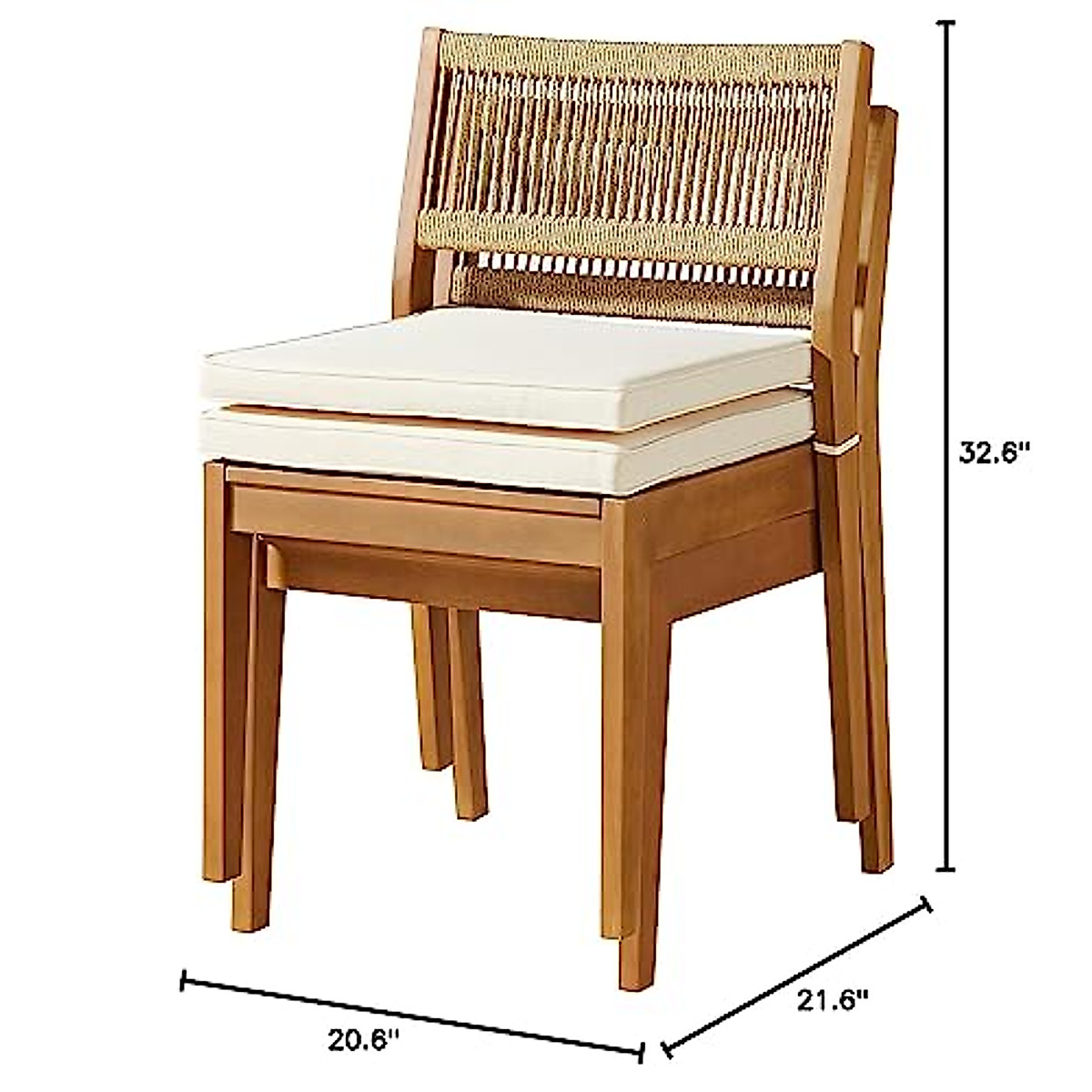 Alaterre Furniture Patio Dining Chairs - Set of 2 Weather-Resistant Stackable Outdoor Chairs with Fade-Proof Cushions - for Deck, Porch, or Sunroom