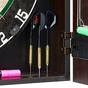 Viper by GLD Products Vault Deluxe Dartboard Cabinet with Shot King Sisal Dartboard and Illumiscore Scoreboard, Wood