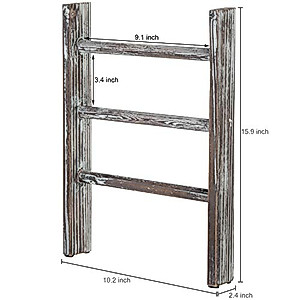 MyGift 16 Inch Rustic Torched Wood Towel Ladder for Kitchen Countertop, Hand Towel Stand Rack