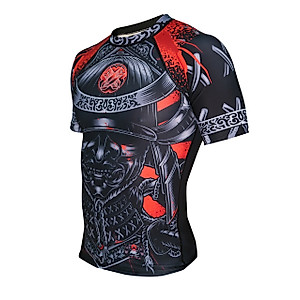 Ronin Samurai Blackout Ghost Rash Guard base layer Compression Shirt for Bjj MMA Grappling (Med)