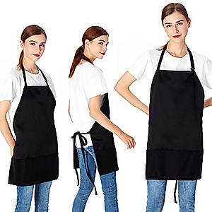 Jubatus 2 Pack 3 Pockets Adjustable Bib Apron Chef Kitchen Cooking Aprons for Women Men, Black