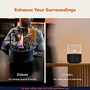 LOVINFLAME Passion Glass Candle Portable Tabletop Fire Pit Gift Patio Warmer Fireplace Indoor Home Décor Smokeless, ONLY Used with Lovinflame Ethanol-Free Fuel (Classic)