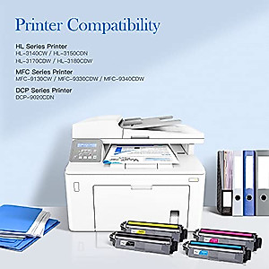 ValuetonerSupply TN221 TN225 Toner Cartridges Replacement for Brother TN 221 TN 225 TN-221 TN-225 to use with HL-3140CW HL-3170CDW HL-3180CDW MFC-9130CW Printer (Black, Cyan, Magenta, Yellow, 4 Pack)