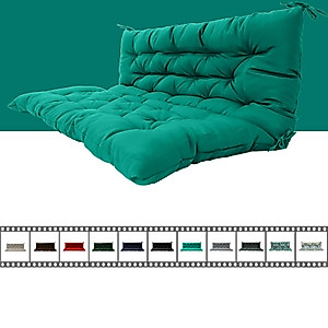 VKETU Outdoor Swing Cushions 3 Seater Waterproof, Replacement Bench Cushions for Outdoor Patio Furniture with Backrest, Porch Swing Cushion with Ties for Lawn and Garden (Lake Blue, 40x71in)