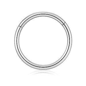 Silver Nose Rings Hoops for Women Hypoallergenic Titanium Surgical Stainless Steel Cute Hinged Clicker 16G 8mm Small for Tragus Helix Conch Daith Piercing Jewelry