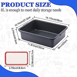 Sherr 15 Pieces 8L Food Service Bus Tubs with 20 Labels Heavy Duty Plastic Bus Box Utility Tub Commercial Wash Basin Tote Box for Home, Kitchen, Restaurant Daily Use, Toys, Hotel (Gray)