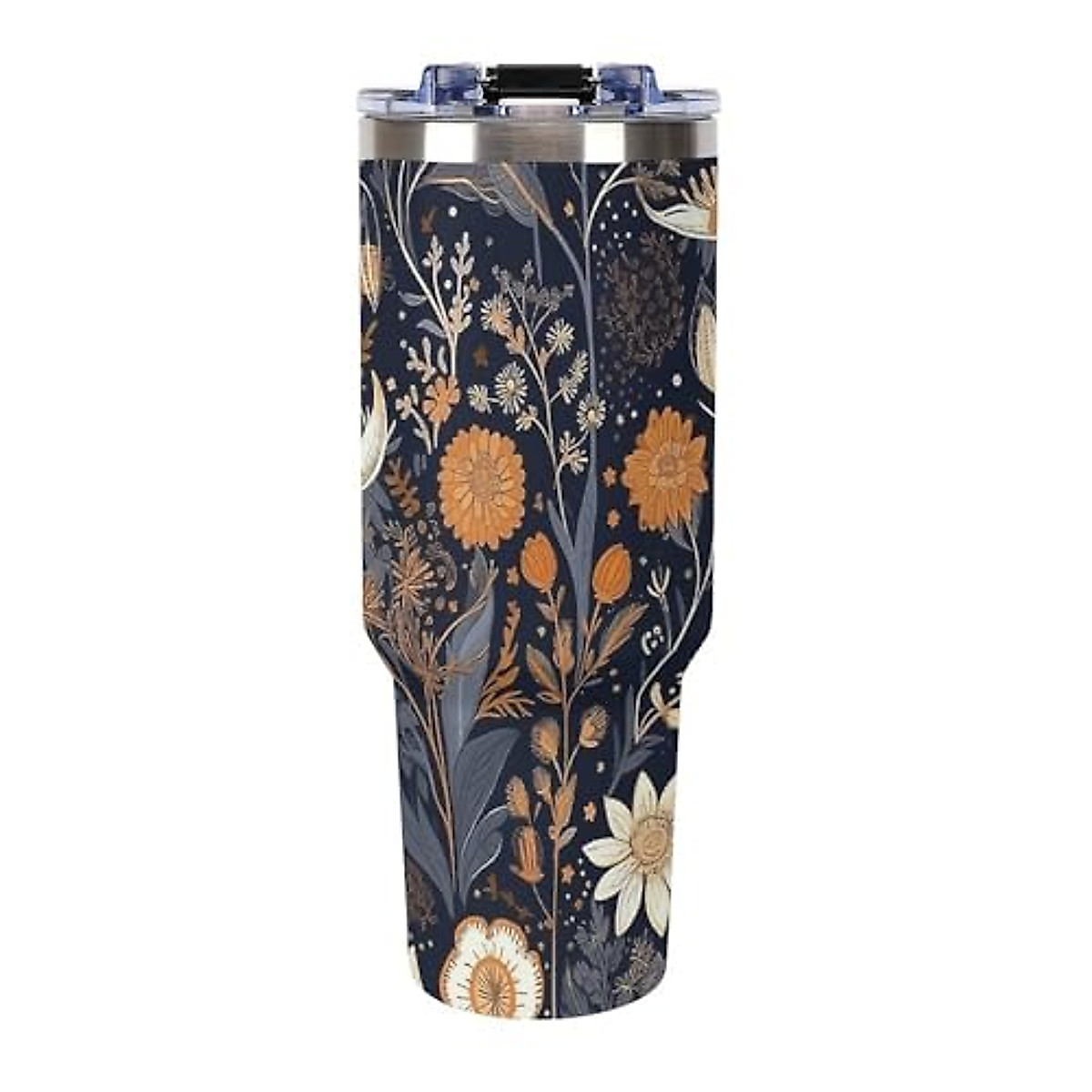 YTLKGFP 40 Oz Large Capacity Car Cup Decorated with Stars Tumbler with Handle (Black) Straw Lid Insulated Stainless Steel Water Bottle Travel Mug Leak-proof Car Cup Keeps Cold Or Hot