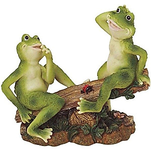 George S. Chen Imports SS-G-61041 2 Frogs on Seesaw Garden Decoration Collectible Figurine Statue Model