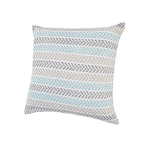 LR Resources Amelia Pillow, 18" x 18", Turquoise/Gray