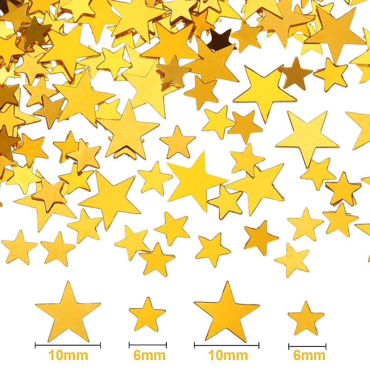 HESTYA 60g Star Confetti Glitter Table Confetti Metallic Foil Stars for Party Wedding Festival Decorations(Gold,10mm and 6mm)