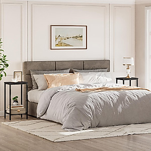 HOOBRO Tall Side Table, Industrial End Telephone Table with Adjustable Mesh Shelves, Small Entryway Table, 28.9" H Small Table for Hallway, Living Room, Office, Black BB03DH01