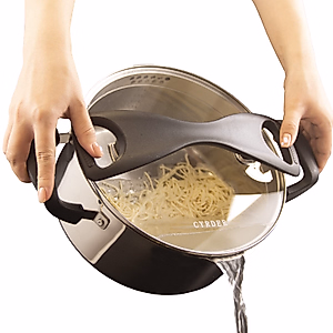 Cyrder Stainless Steel Pasta Pot- Induction Pasta Pot with Strainer, Easy Stain &Perfect for Single and Couple, Dishwasher Safe, 3 Quart