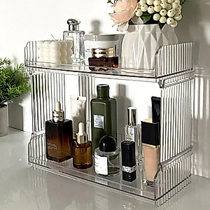 Rusnugic Bathroom Organizer Countertop, Counter Organizer for Bathroom - 2 Tier Sink Organizer Shelf for Vanity Counter Storage, Skincare lotion Perfume Makeup Dresser Countertop Organizer