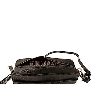 STS Ranchwear Compact Leather Kai Collection Adjustable Shoulder Strap Crossbody Bag, Black