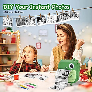 Instant Print Camera for Kids, Zero Ink Kids Camera with Print Paper,Selfie Video Digital Camera with HD 1080P 2.4 Inch Color Screen,3-14 Years Old Children Toy Learning Camera for Birthday, Christmas