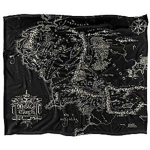 The Lord of The Rings Blanket, 50"x60" Black Map of Middle Earth Silky Touch Sherpa Back Super Soft Throw Blanket