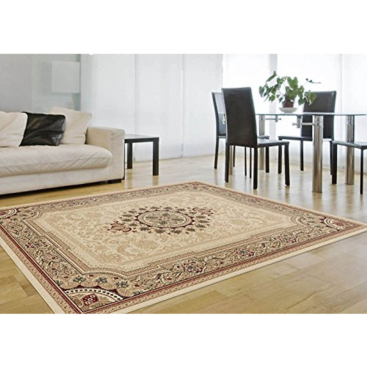 Jayden Traditional Oriental Ivory Scatter Mat Rug, 2' x 3'