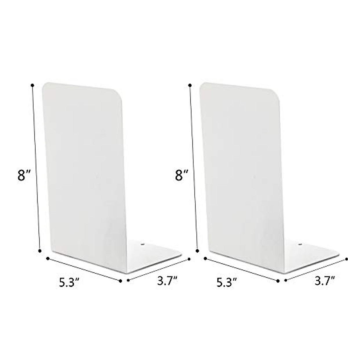 VONDERSO Metal Bookends White, 2 Pairs Metal Bookends Heavy Duty for Shelves Decor Home Office, Unique White Bookends Supports Anti-Slip for Kids Girls