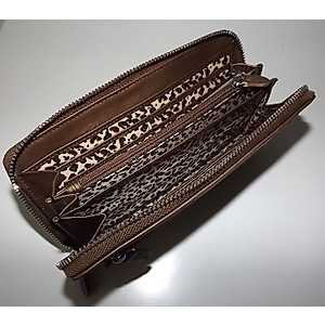 Italia Leather Women's Woven Zip Around Clutch Wallet Metallic Multi