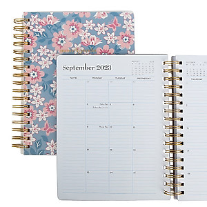 momAgenda Desktop 2024 Spiral Day Planner | July 2023 - December 2024 | Daily Monthly Unique Week-At-A-View Layout. (Botanical Garden)