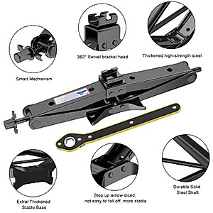 IMAYCC 3 Ton (6609 lbs) Car Jack - Bi-Directional Scissor Jack for Sedan, Coupe, SUV, MPV & More