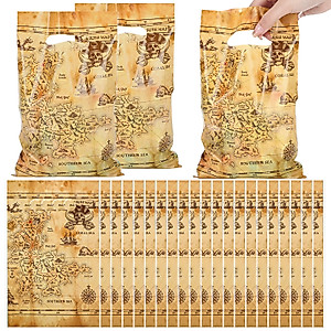 100 Pcs Pirate Party Treat Bags Pirate Candy Goodie Bags Goody Bags Pirate Party Favors Bags Treasure Map Treat Bags Pirate Loot Bags Gift Bag Pirate Cellophane Bags for Nautical Themed Birthday Party