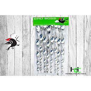 Large 15-Inch Bird Repellent Reflective Scare Rods - Ornamental Spinner Deterrent Control Device - Keeps Woodpeckers and Birds Away - Bonus Replacement String Included - (8 Pack)