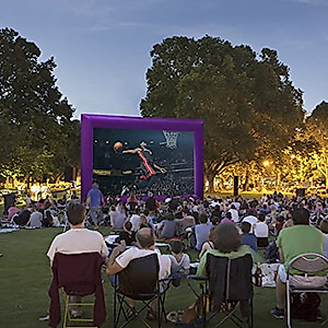 Talvania 33 Feet Inflatable Projector Screen for Outdoor and Indoor TV Movie Watching, Huge Screen, Blower, Tie Downs, Stakes, Sandbags, and Storage Bag, Quick Blow Up, Jumbo (33' Purple)