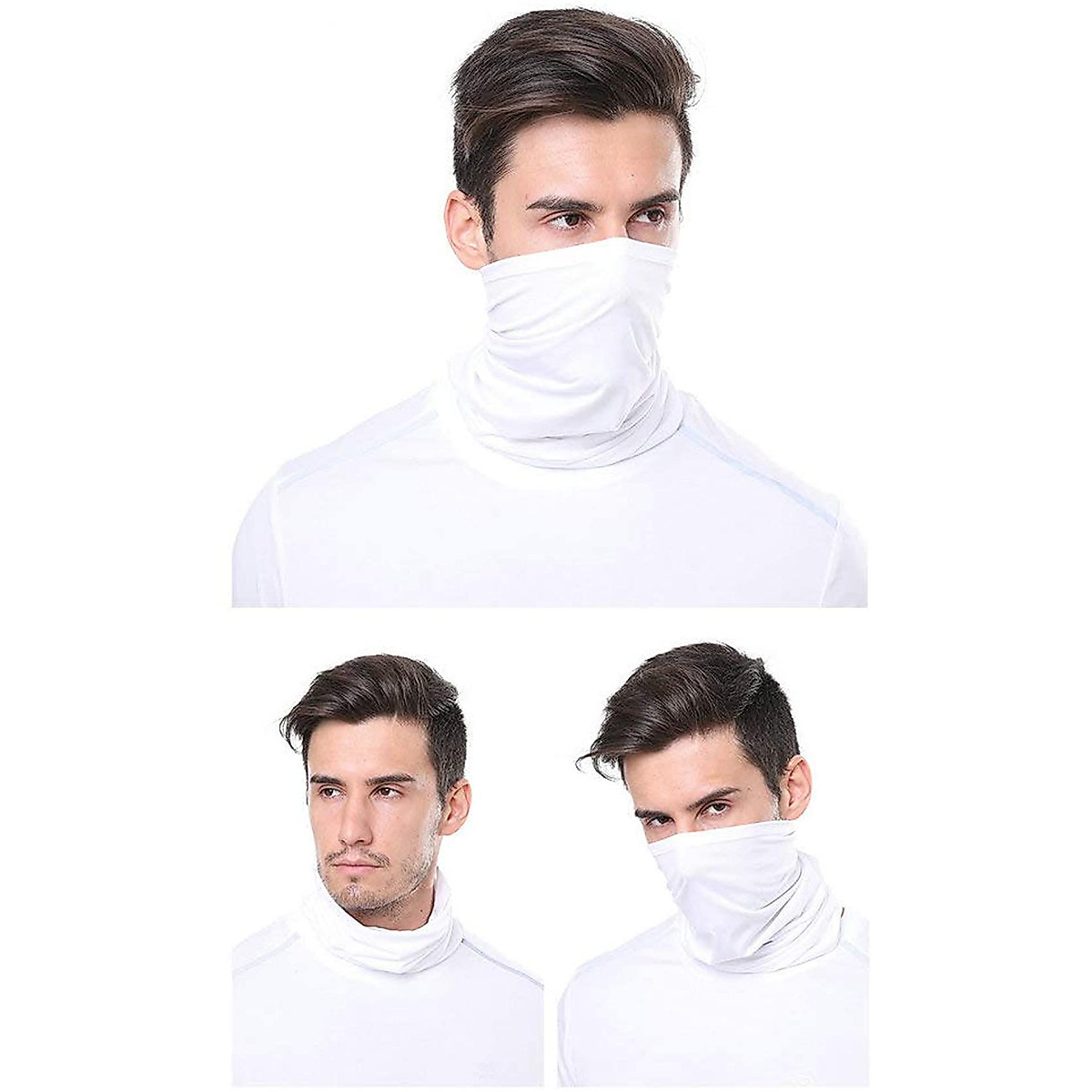 Balaclava Headwear Protection Unisex Half Mask Ladies Men's Fishing Safety Mask Adult Neck Cycling Outdoor Cycling Mask Sports Bandana(H-White-1)