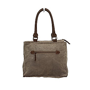 Myra New"Trendy" NY Vintage Handbag, Genuine Leather Accents. Enough room for your personal essentials., Kahki and Army Green, 36 X 8 X 24 cm