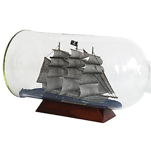 Hampton Nautical Flying Dutchman Model Ship in a Glass Bottle, 11"