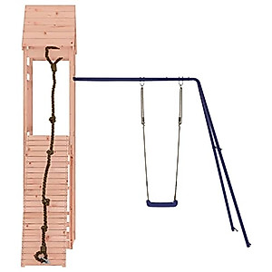 GOLINPEILO Outdoor Playset Solid Wood Douglas, Garden Play Set 1 Play Tower,1 Climbing Wall,1 Single Swing Set, Modern Outdoor Backyard Children's Climbing Wood Playground Playset,-4565