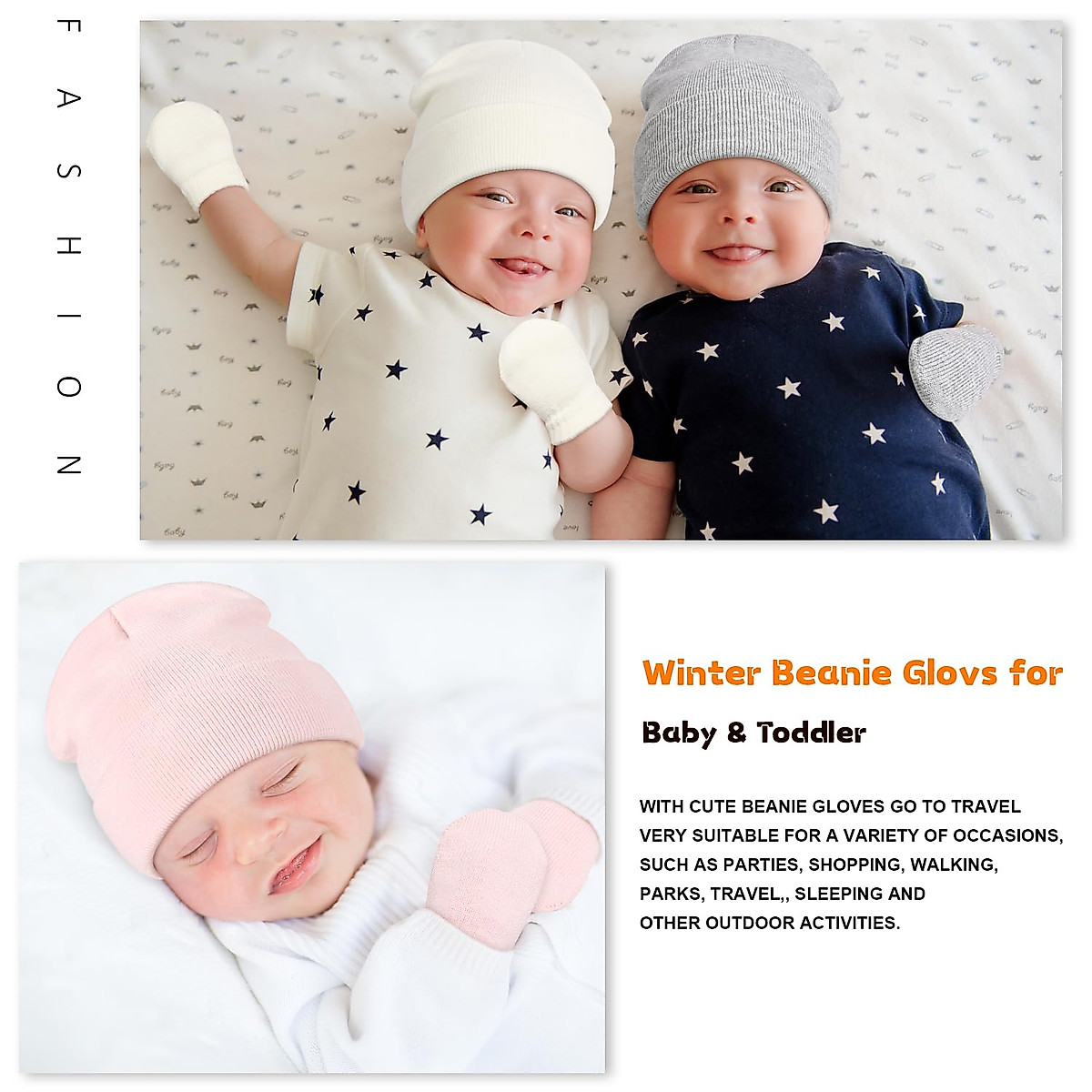 Baby Beanie Hat Gloves Set, Kids Winter Warm Knit Hat with glvoes,Toddler Soft Beanie for Little Boys Little Girls Children