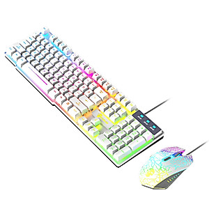 Gaming Keyboard, USB Wired Mechanical Feeling Keyboard with RGB Backlit Gaming Keyboard Waterproof 104Keys for PC Computer Gamer Overwatch Dota for Desktop, Computer, PC