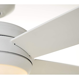 Luminance Kathy Ireland Home Summerhaven LED Ceiling Fan with Light Kit, 52 Inch | Outdoor Wet Rated Fixture with Weather Resistant Blades | Includes Candelabra Base Bulbs and Pull Chain, Satin White