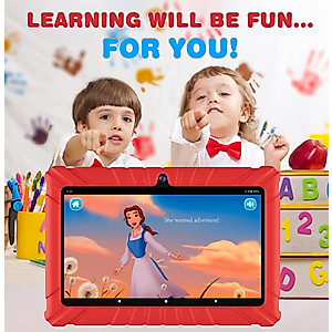 Contixo Kids Tablet V8, 7-inch HD, Ages 3-7, Toddler Tablet with Camera, Parental Control - Android 11, 16GB, WiFi, Learning Tablet for Children, 50+ Disney Storybooks Apps and Kid-Proof Case, Red