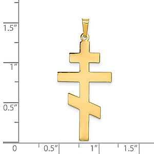 IceCarats 14K Yellow Gold Eastern Orthodox Holy Cross Necklace Religious Pendant Jesus Christ Charm 38mm x 19mm Only