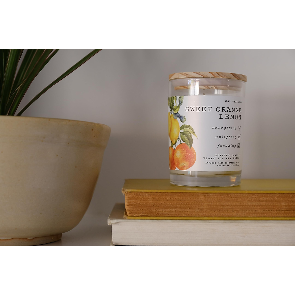 Leoben Company | B.B. Wellness | Hand Poured Soy Wax | Made in Small Batches | 40 Hours | 9 oz | Infused with Natural Essential Oils | Vegan (Sweet Orange Lemon)