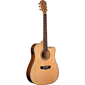 Washburn Harvest 6 String Acoustic-Electric Guitar, Right, Natural (WD7SCE-A)