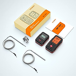 INKBIRD Wireless Meat Thermometer for Grilling, 500FT Dual Probes Smoker Temp Thermometer with Alarm, Timer, Backlight, Wireless Smart Grill Thermometer for Smoker, BBQ, Oven, Cooking (IRF-2SA-1)