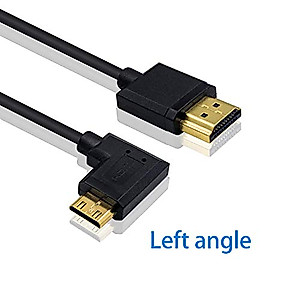 Duttek Mini HDMI to Standard HDMI Cable, HDMI to Mini HDMI Cable, Ultra-Thin Left Angled 90 Degree Mini HDMI Male to HDMI Male Cable Support 4K Ultra HD, 1080p, 3D(HDMI 2.0) (15cm/6 inch)