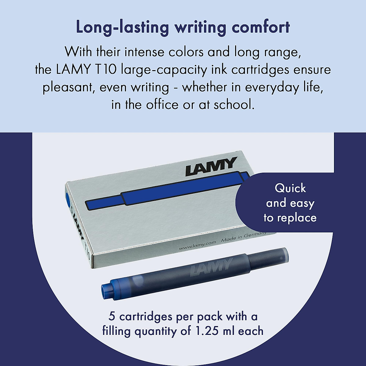 Lamy T10 Ink Cartridges Blue (1 Packet With 5 Cartridges)