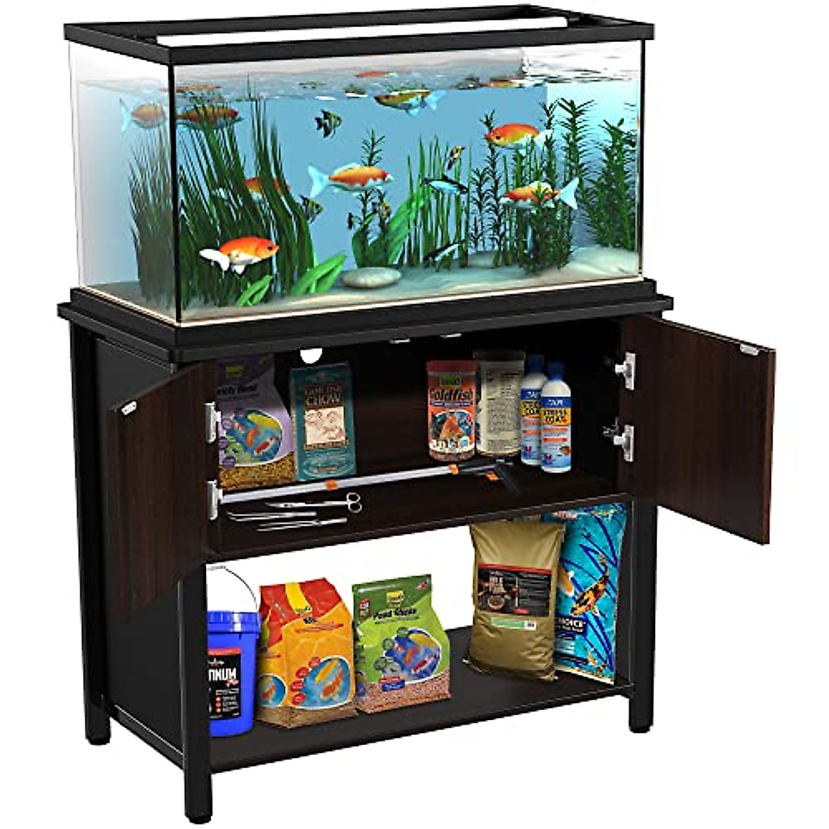 GDLF Metal Aquarium Stand with Cabinet for Fish Tank Accessories Storage, 40 Gallon, Turtle/ Reptile Terrariums