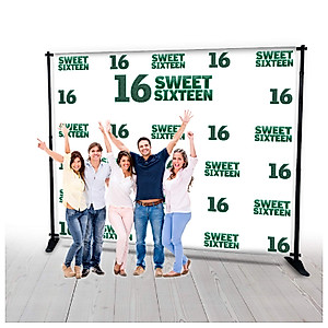 BannerBuzz Sweet Sixteen Step and Repeat Banner, Print only, 11 oz. PVC Flex , 720 DPI Eco-Solvent Printing, for Events and Parties, Photography Background (8'W x 10'H)