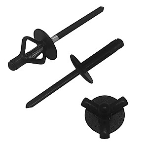 Tri-Fold Exploding Large Head Aluminum Pop Blind Rivets 3/16'' * 4/5'' Long Grip Solid Rivets Used For Industries Automobiles Kayak Sailboat & Furniture 50 Pieces Black