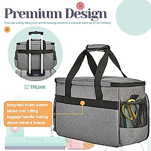 Golkcurx Sewing Machine Case with Removable Padding Pad, Tote Bag for Sewing Machine with Shoulder Strap for Most Standard Singer, Brother, Janome, Grey