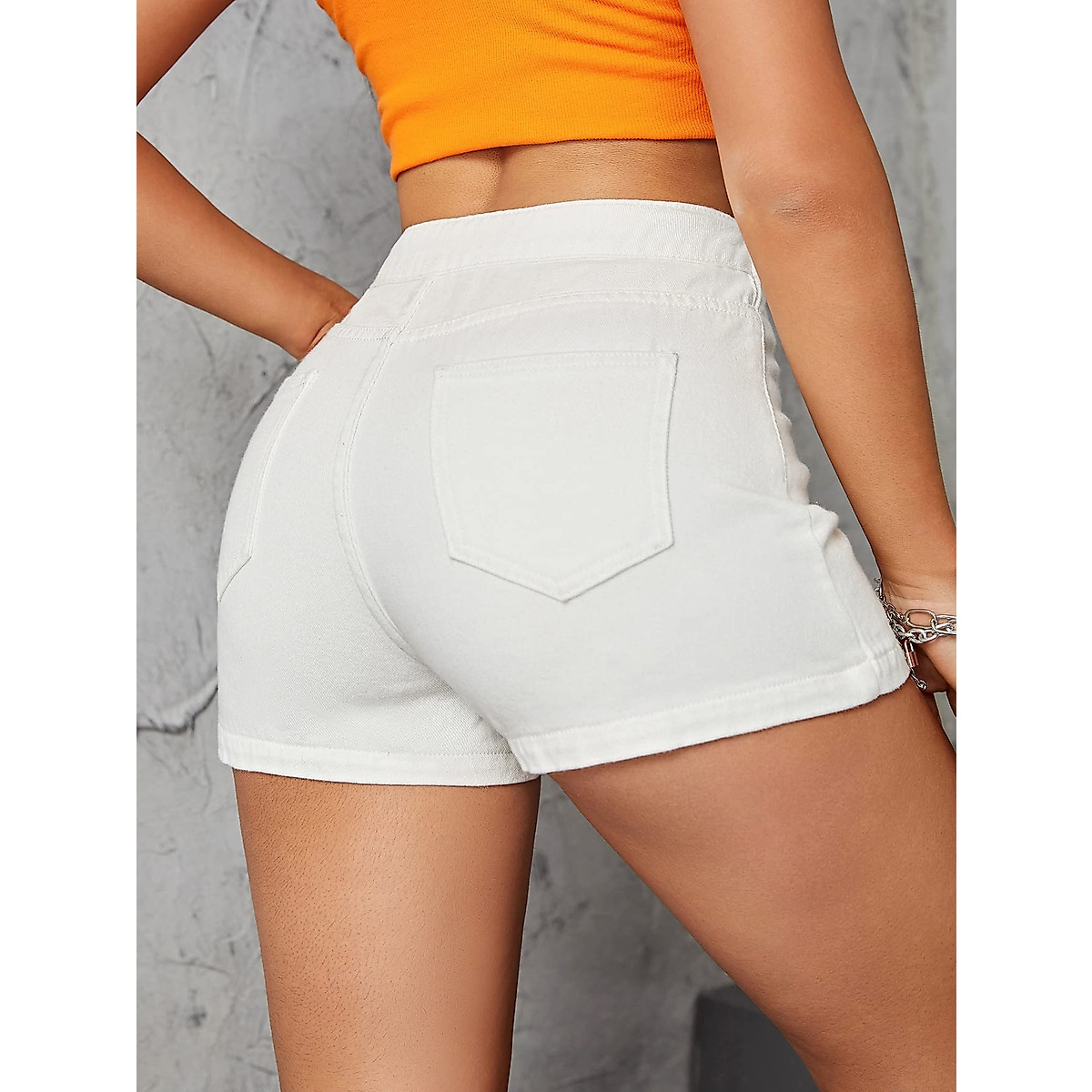 WDIRARA Women's Wrap Lace Up Tie Side High Waist Skort Casual Button Skirt Shorts White L