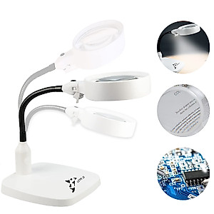 10x Magnifying Glass with Light and Stand Large Magnifying Lamp Magnifying Glasses with Light for Close Work Reading Hobby Crafts Workbench