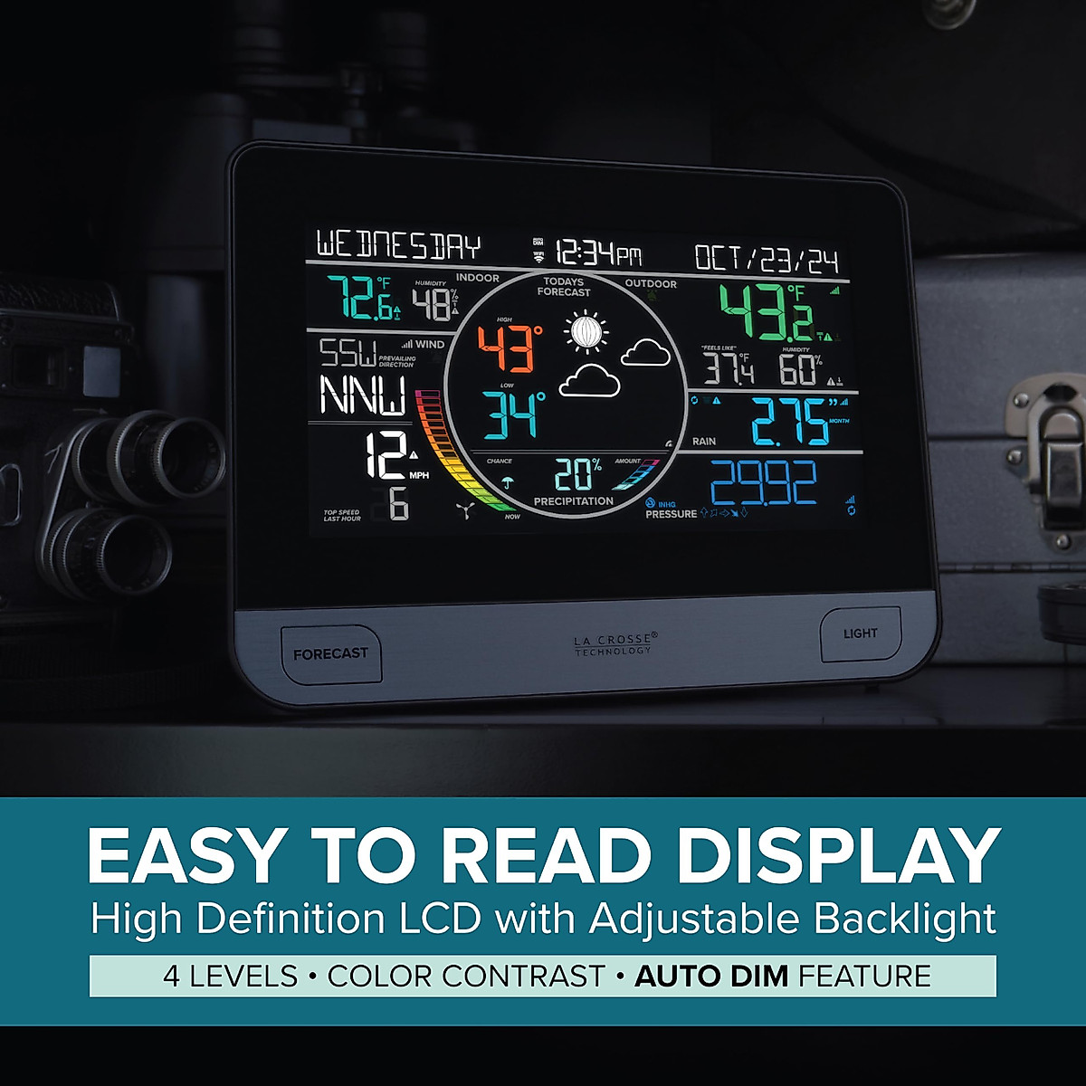 La Crosse Technology 328-69357-INT Wi-Fi Professional Weather Station, Black