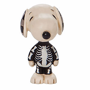 Enesco Peanuts by Jim Shore Halloween Collection Snoopy Dressed as a Skeleton Miniature Figurine- Resin Hand Crafted Painted Collectible Peanuts Snoopy Mini Figurines Home Decor Statue, 3.25 Inch